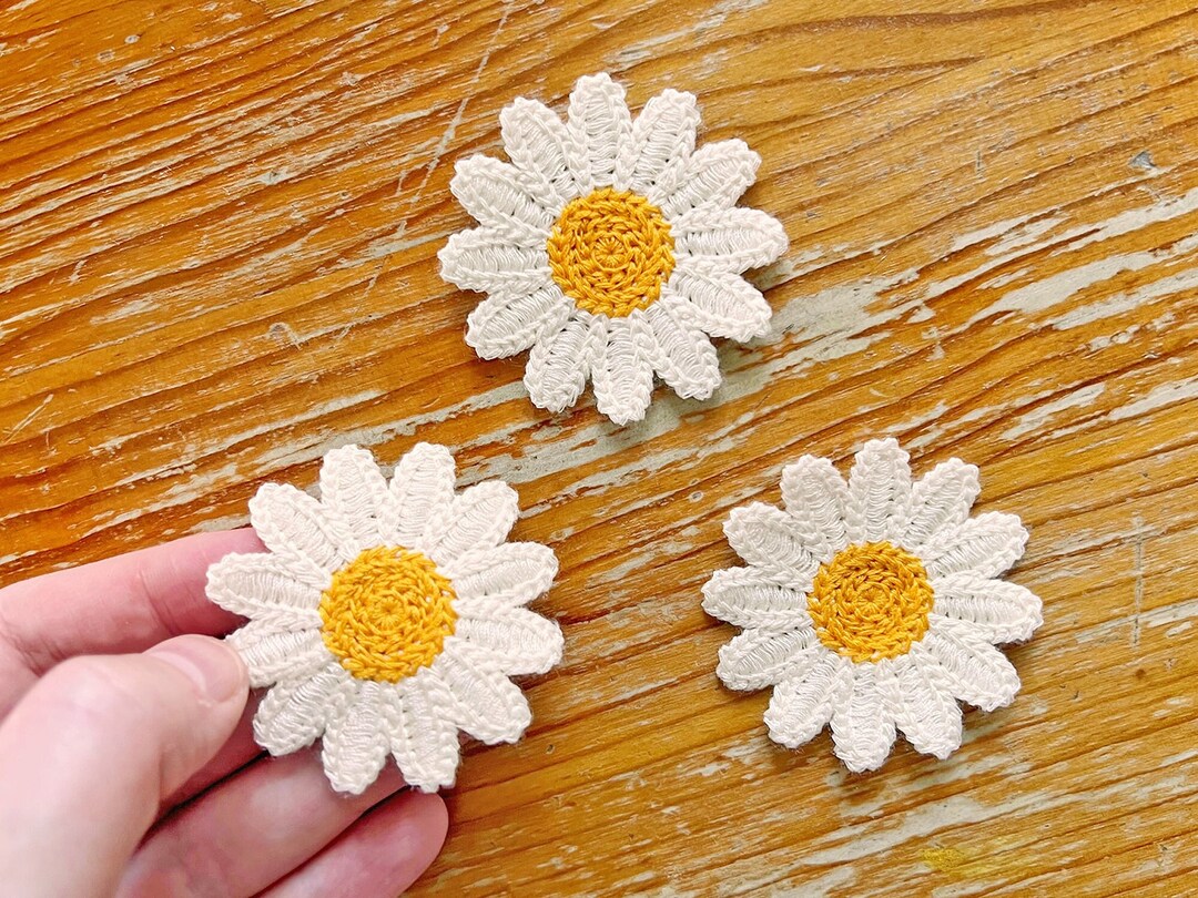 Set of 3 Daisy Appliques 2 Inch Width - Sew-on - off White and Yellow - A Fun DIY Sewing Project ...
