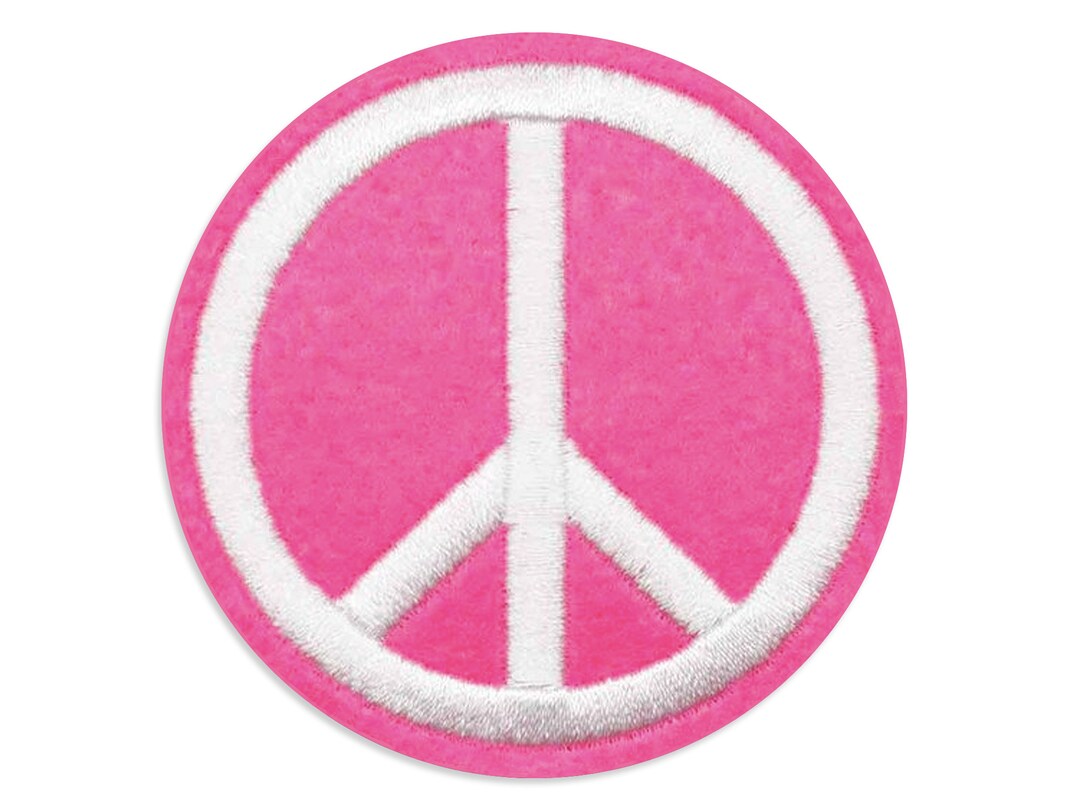 Peace Symbol Patch - Hot Pink Embroidered DIY Iron-on Jackets - Bags ...