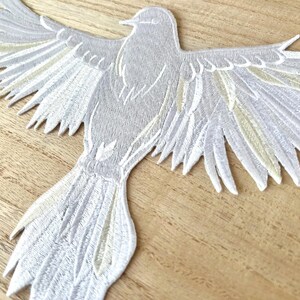 Large Embroidered White Dove Patch 12 X 7 Inch Finely Detailed Iron-on ...