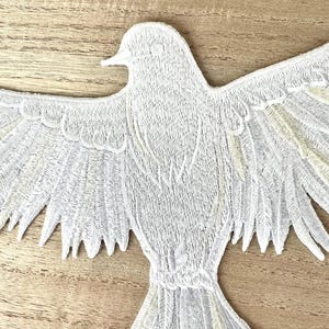 Large Embroidered White Dove Patch 12 X 7 Inch Finely Detailed Iron-on ...