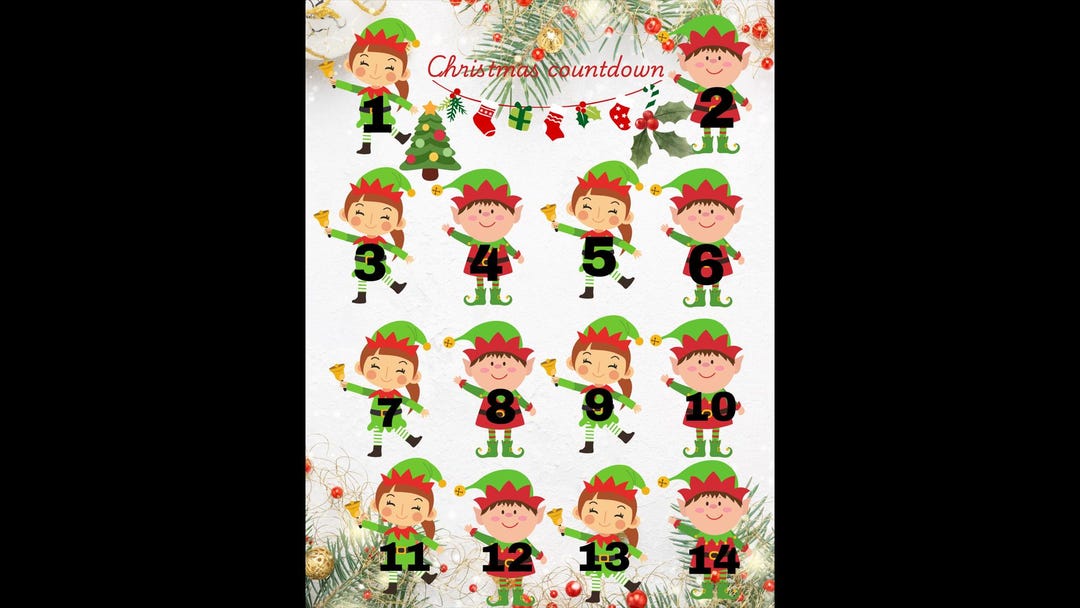 14-day Christmas Countdown Printable – Elves & Numbers Edition - Etsy