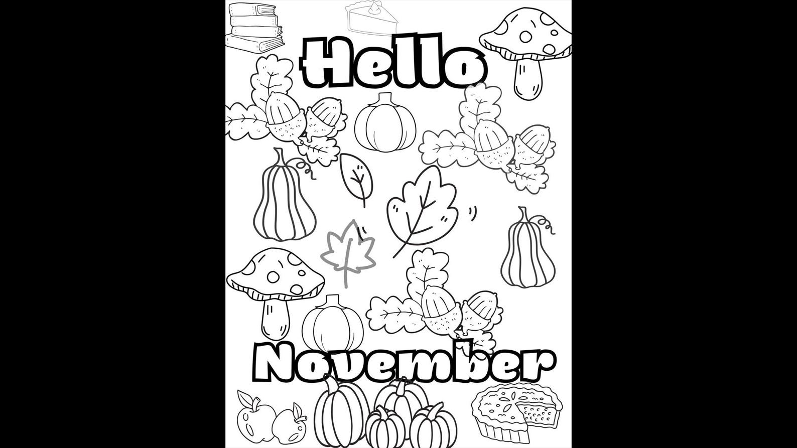 Hello November Fall Coloring Page – Digital Download - Etsy
