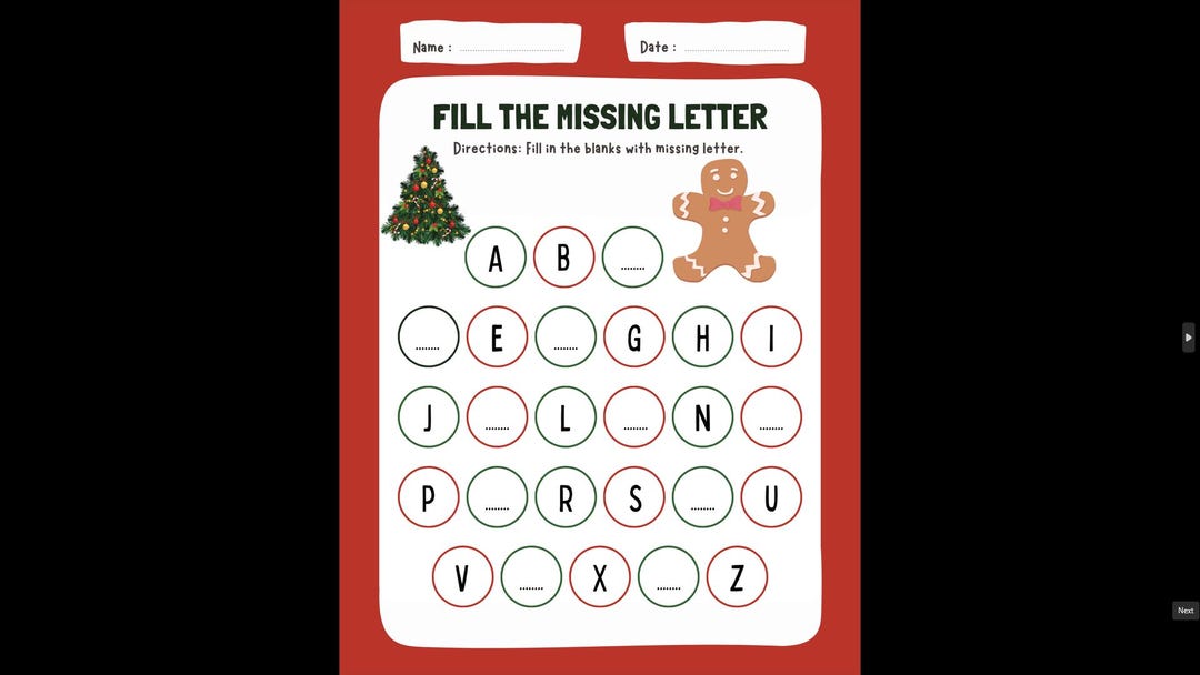 Christmas-themed Fill in the Letter Worksheet – Digital Download ...