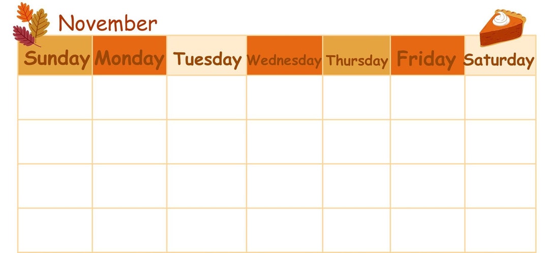 Blank November Calendar for Lesson Plans – Digital Download - Etsy