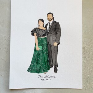 Custom Faceless Watercolor Wedding Portrait Bride and Groom ...