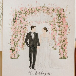 Custom Faceless Watercolor Wedding Portrait Bride and Groom ...