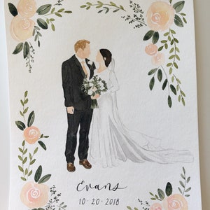 Custom Faceless Watercolor Wedding Portrait Bride and Groom - Etsy