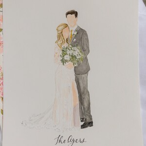 Custom Faceless Watercolor Wedding Portrait Bride and Groom ...