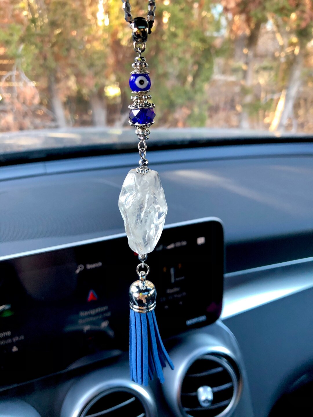 Hanging Car Charm, Healing Quartz Crystal Hanging Car Rearview Mirror ...