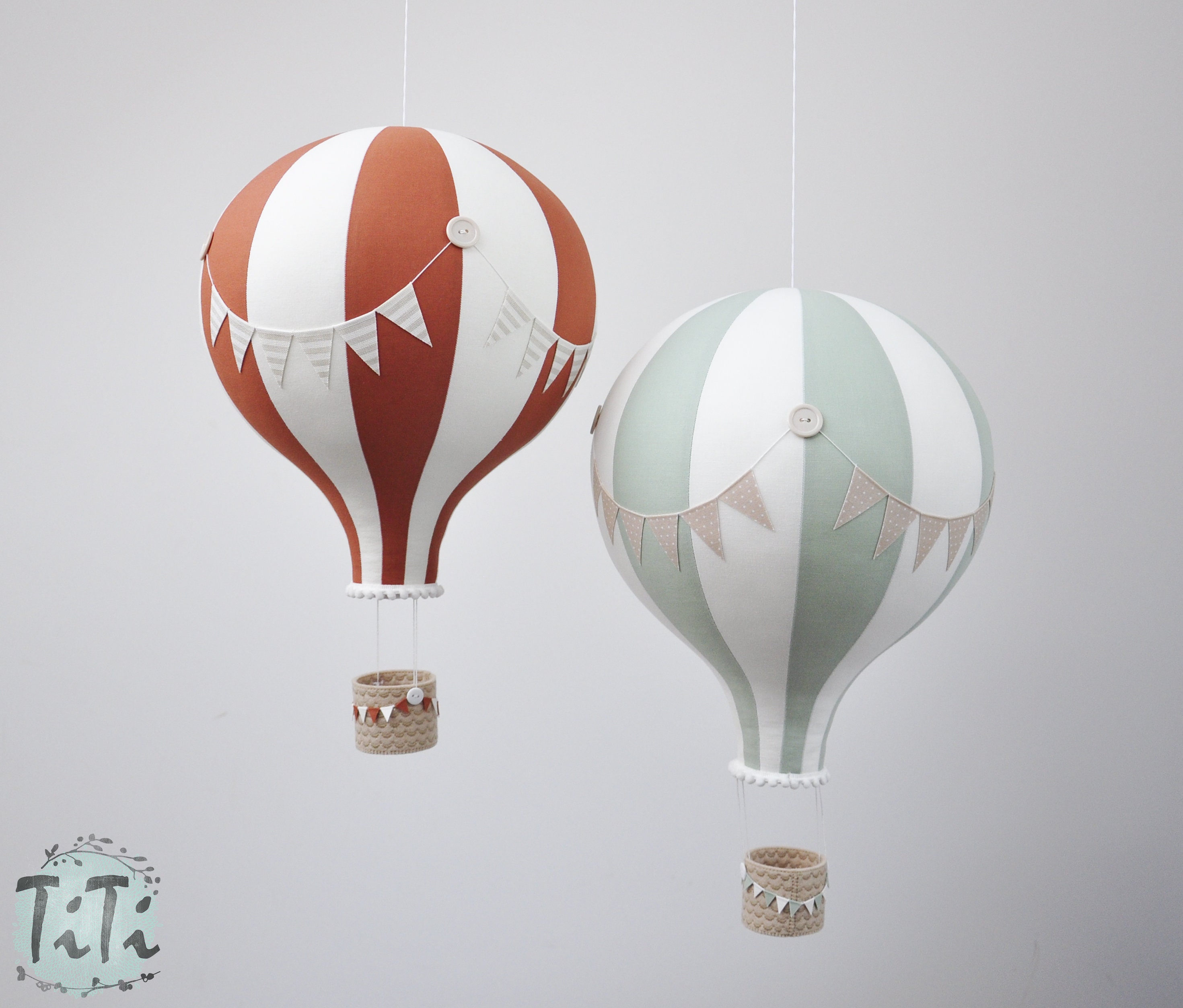 Hot Air Balloon Nursery Decor, Sage Green, Kids Room Hanging Decoration ...
