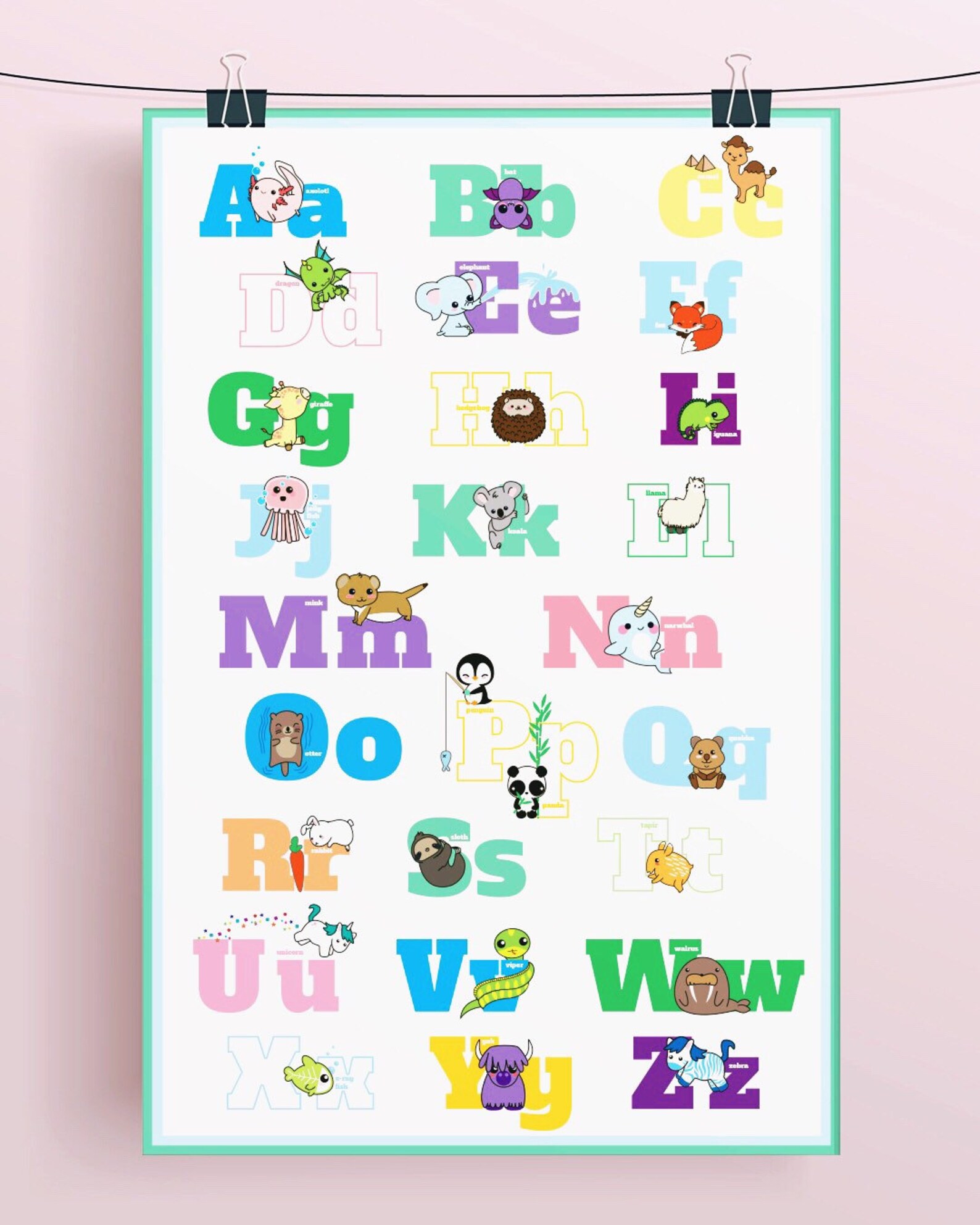 Animal Alphabet Poster or Decals // Download Print - Etsy