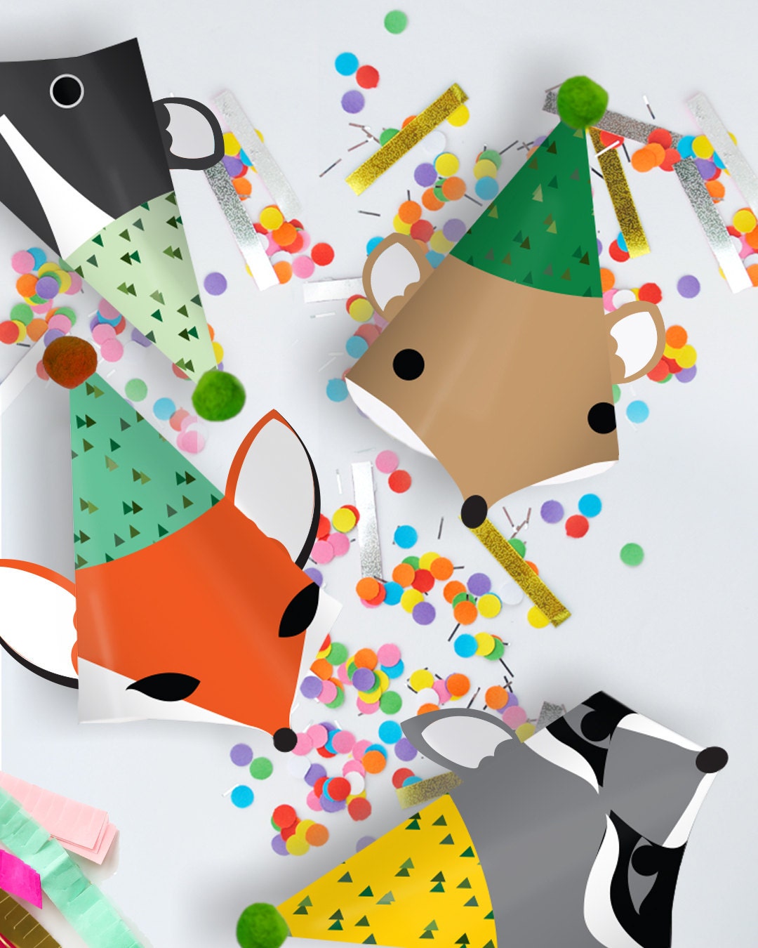 Party Hats Only // Woodland Animals Theme // Downloadable + Printable ...