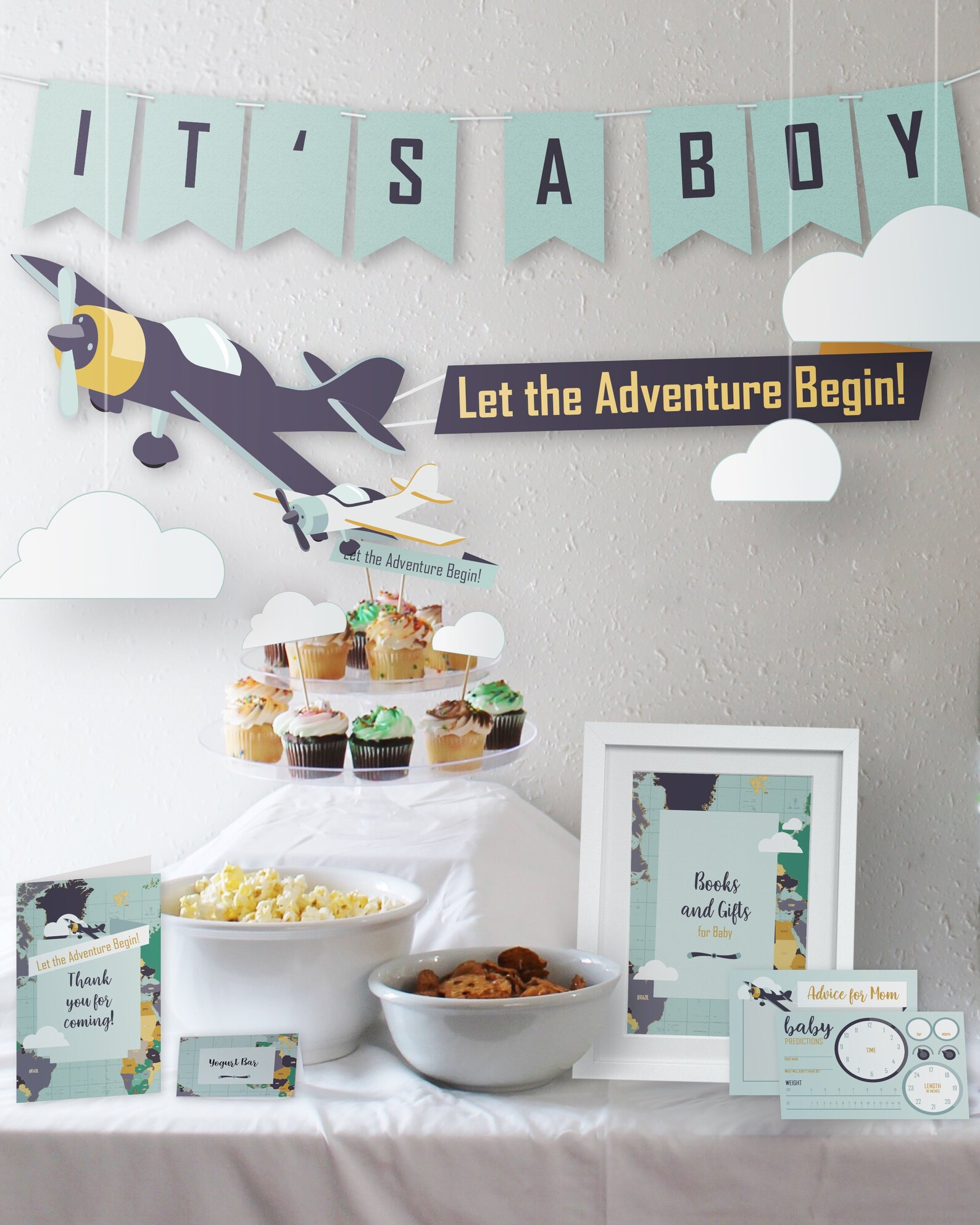 Airplane Pilot Baby Shower Party Kit // Downloadable + Printable - Etsy