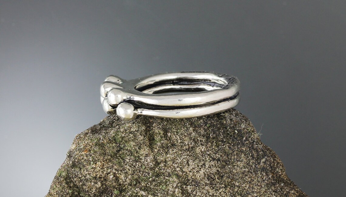 Sterling Silver Two Band Ball Ring | Etsy