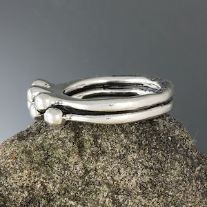 Sterling Silver Two Band Ball Ring - Etsy
