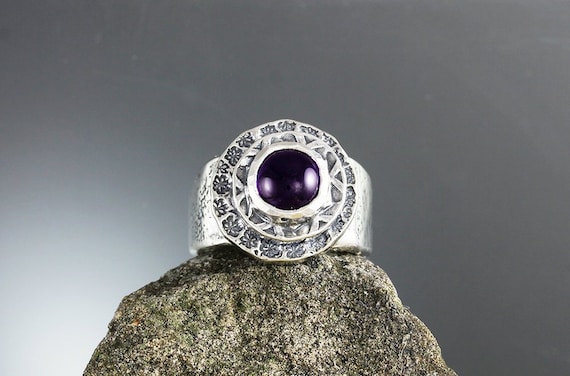 Sterling Silver Amethyst Ring Purple Stone Silver Ring - Etsy