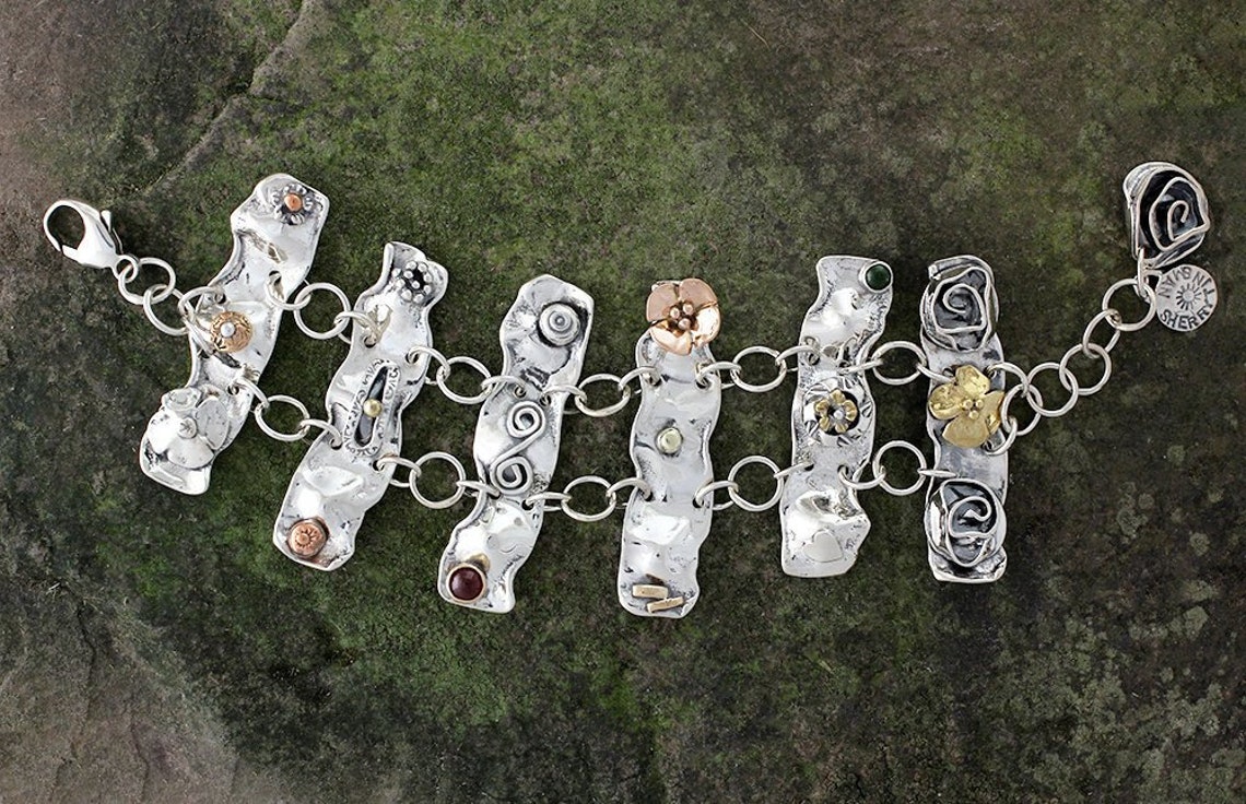 Mixed Metal Statement Bracelet With Silver, Gold, Brass, Bronze, Copper ...