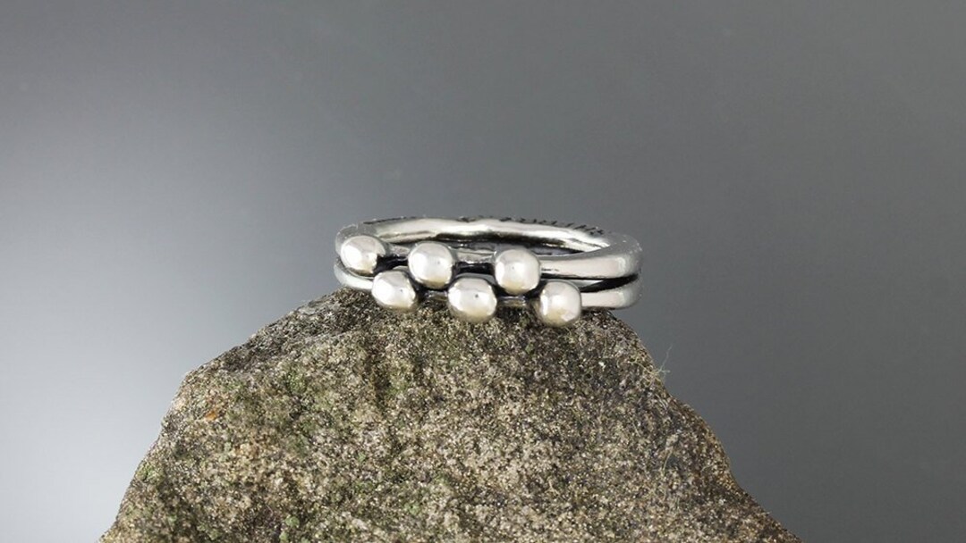 Sterling Silver Two Band Ball Ring - Etsy