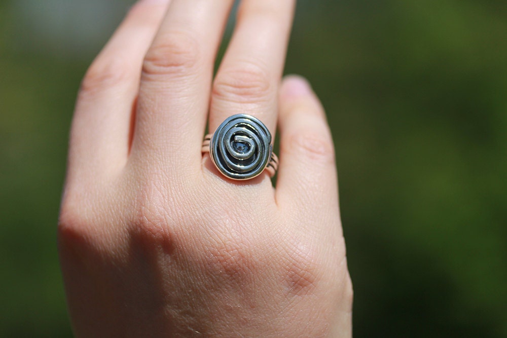 Sterling Silver Spiral Ring - Wrapped Wire Ring - Statement Ring - Vine ...