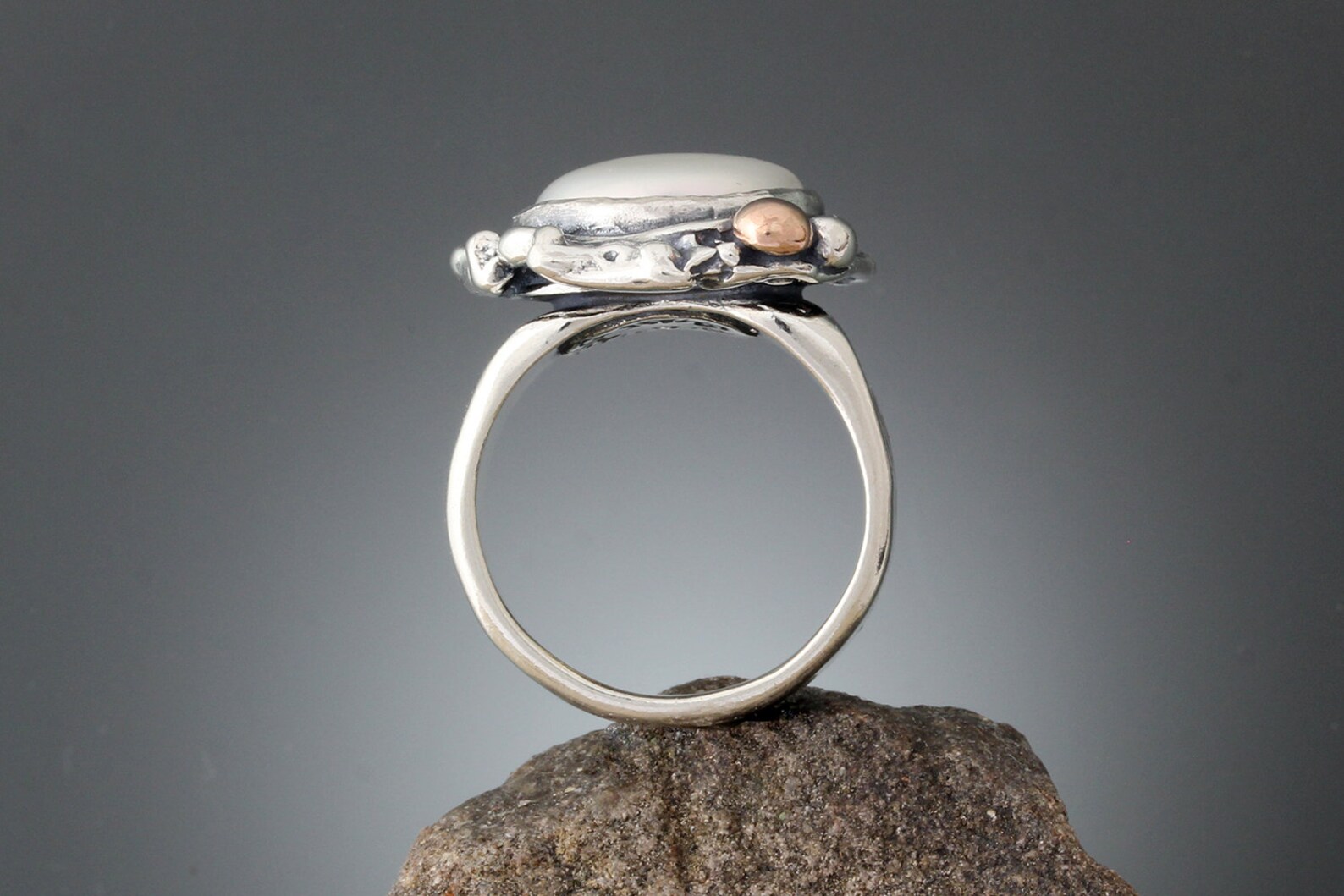 Sterling Silver, 14k Rose Gold and Freshwater Pearl Ring - Etsy