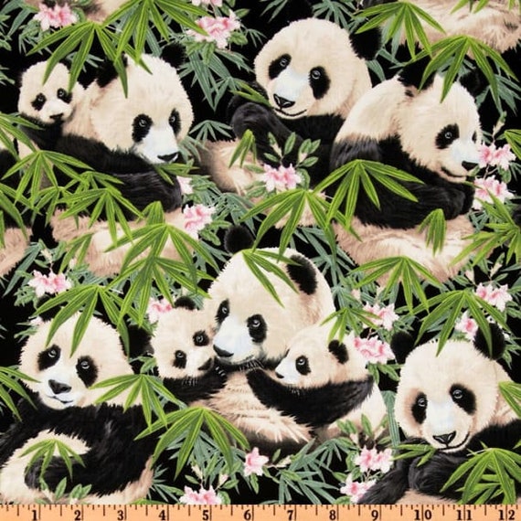 Fabric Jewelry & Beauty Pandas on the rainbow navy background baby ...