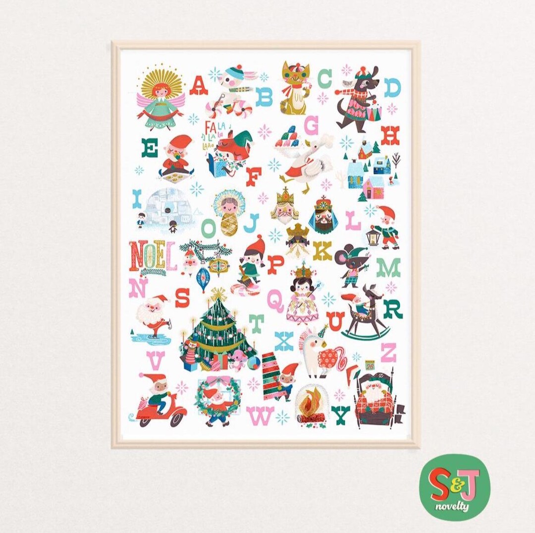 Abc's of Christmas Art Print: Illustrated Holiday Alphabet for Kids ...