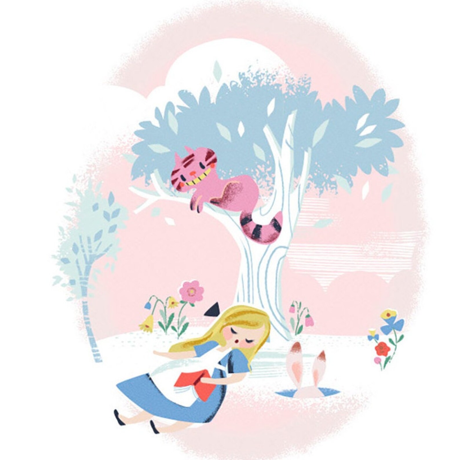 Alice in Wonderland Art Print: Sleeping Alice and Cheshire Cat, Jill ...