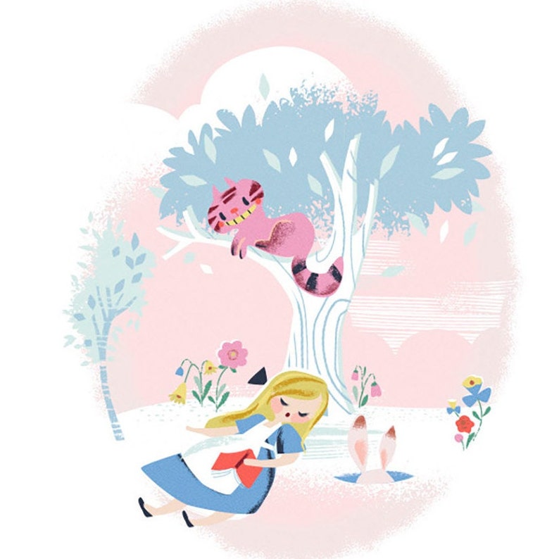 Alice in Wonderland Art Print: Sleeping Alice and Cheshire Cat, Jill ...