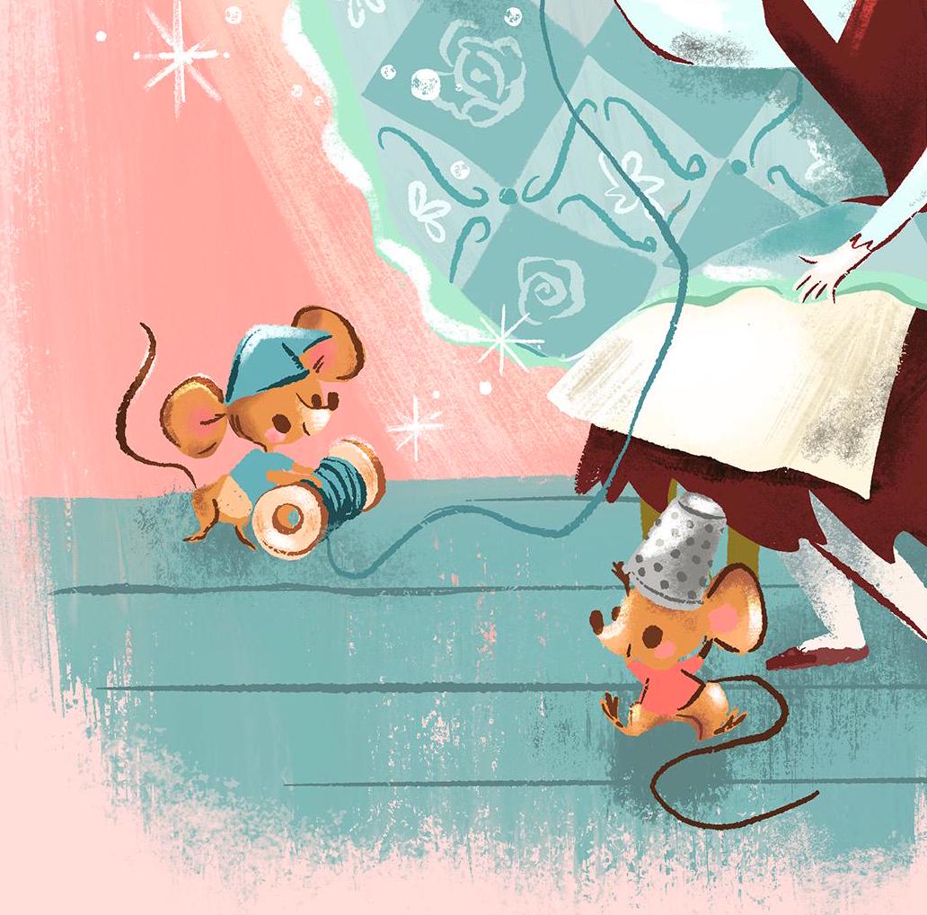 Cinderella Sewing Print, Mice, Disney Fan Art, Sewing Room Art for ...