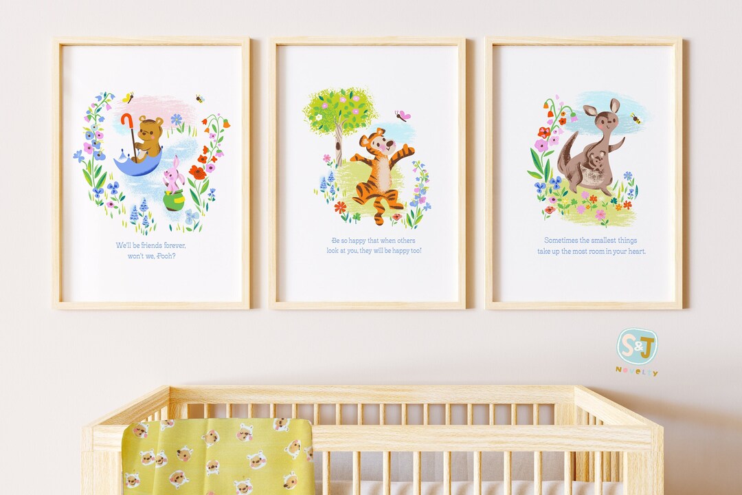 Exclusive Winnie the Pooh Set of 3 Prints, Tigger, Piglet, Kanga, Roo ...