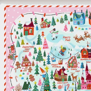 North Pole Christmas Print: Vintage Style Santa's Village Art - Etsy