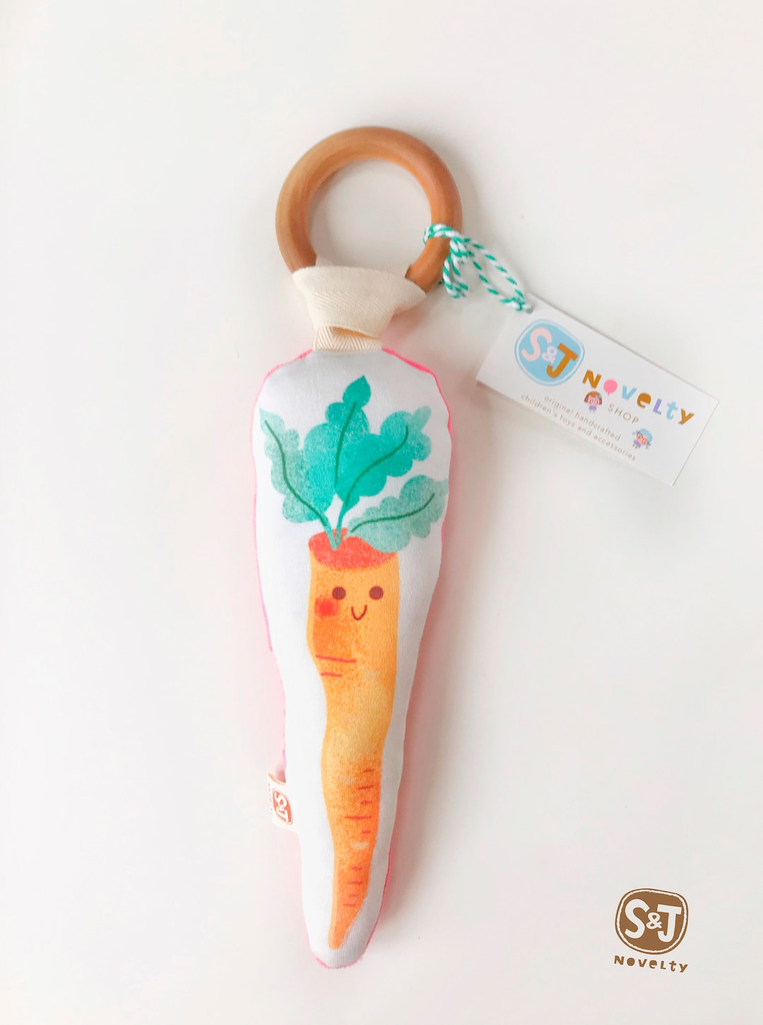 Organic carrot wooden teether, wood toy, organic rattle, wooden teether ...