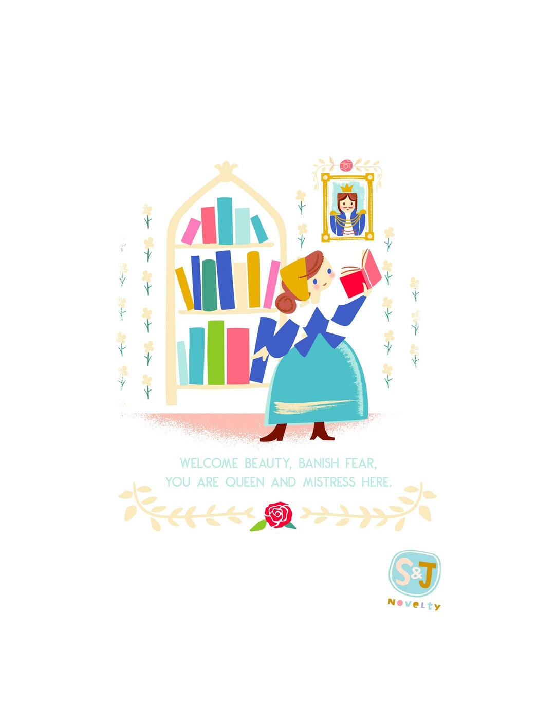 Exclusive Beauty and the Beast Print, Belle in Library, Provincial ...