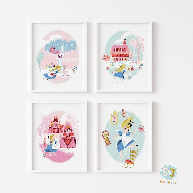 Alice in Wonderland Art Print: Sleeping Alice and Cheshire Cat, Jill ...