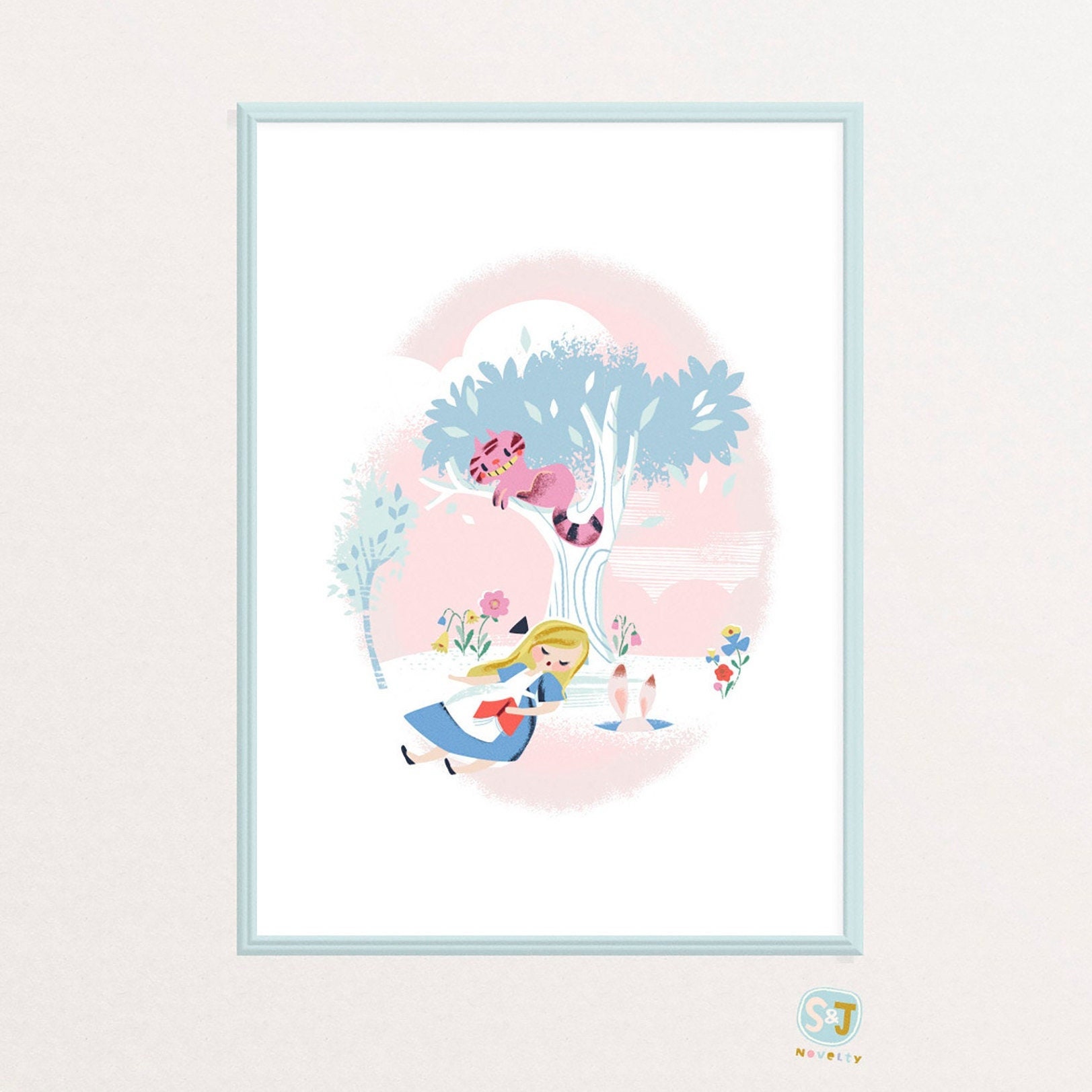 Alice in Wonderland Art Print: Sleeping Alice and Cheshire Cat, Jill ...