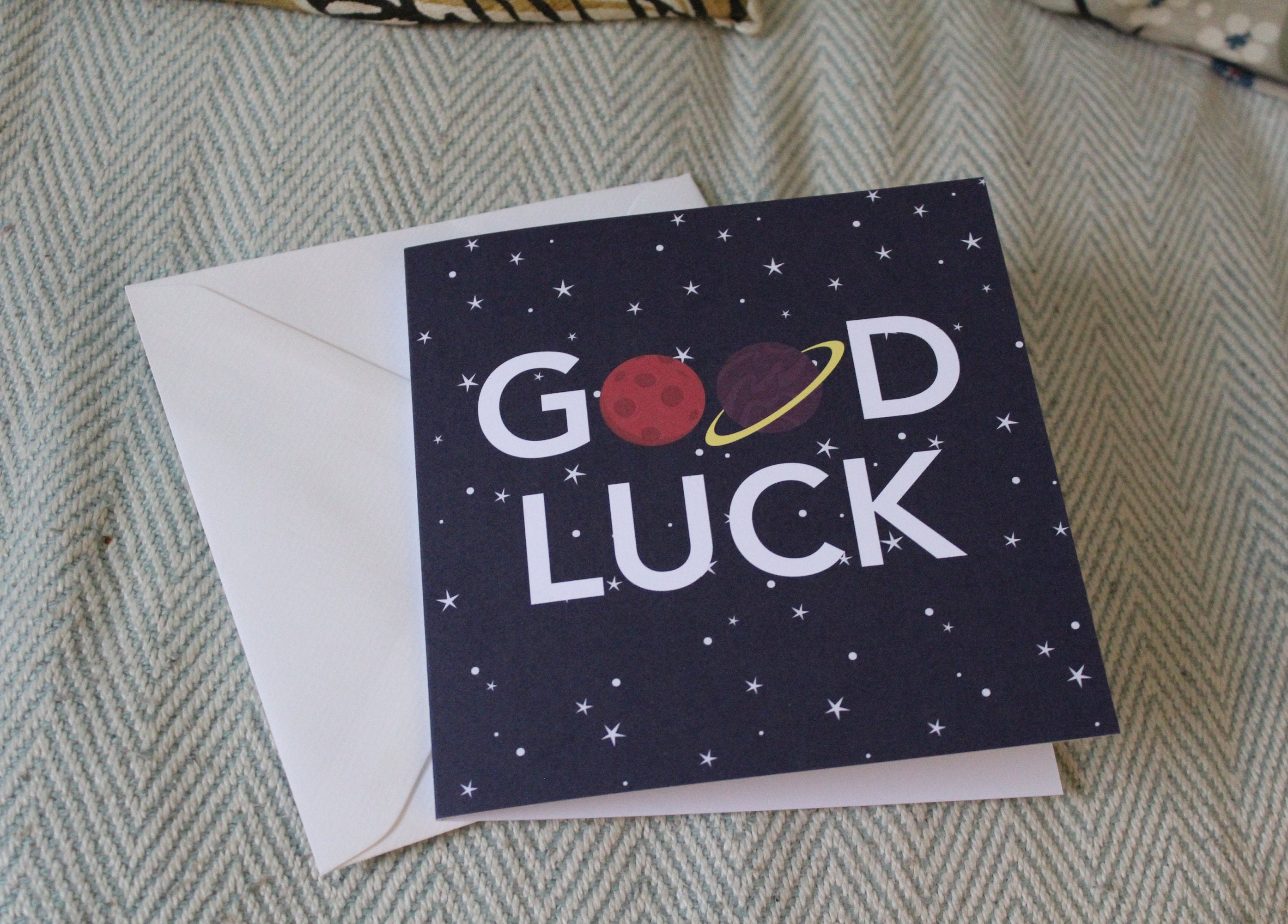 Space Theme Good Luck Card - Etsy
