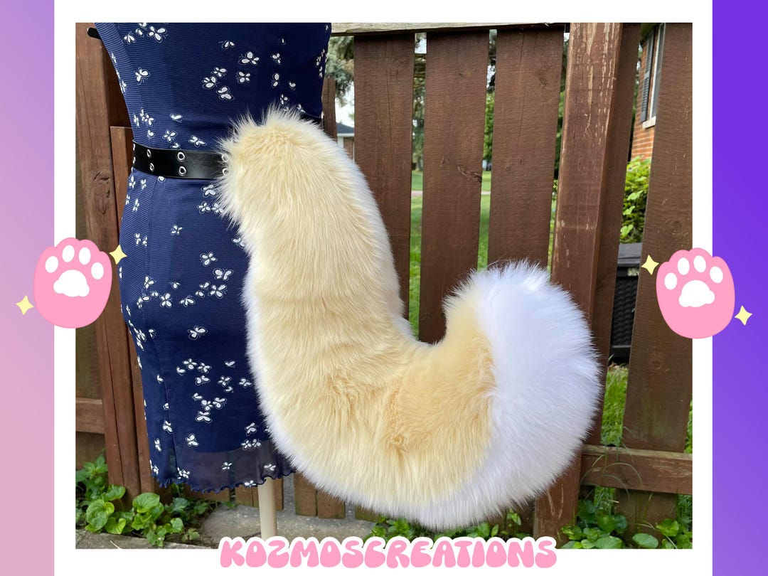 Blonde Spitz Tail Curled Fursuit Tail Furry - Etsy