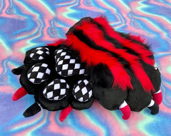 Red and Black Jester Inspired Fursuit Puffy Paws - Etsy