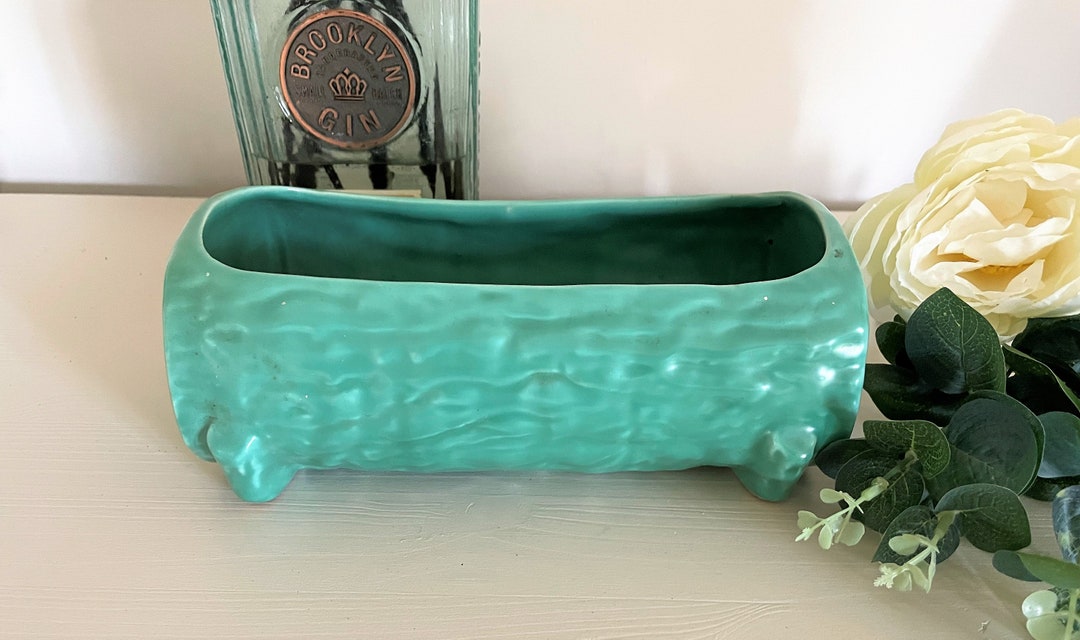 Vintage Dee Cee Stoneware Green Log Planter - Etsy