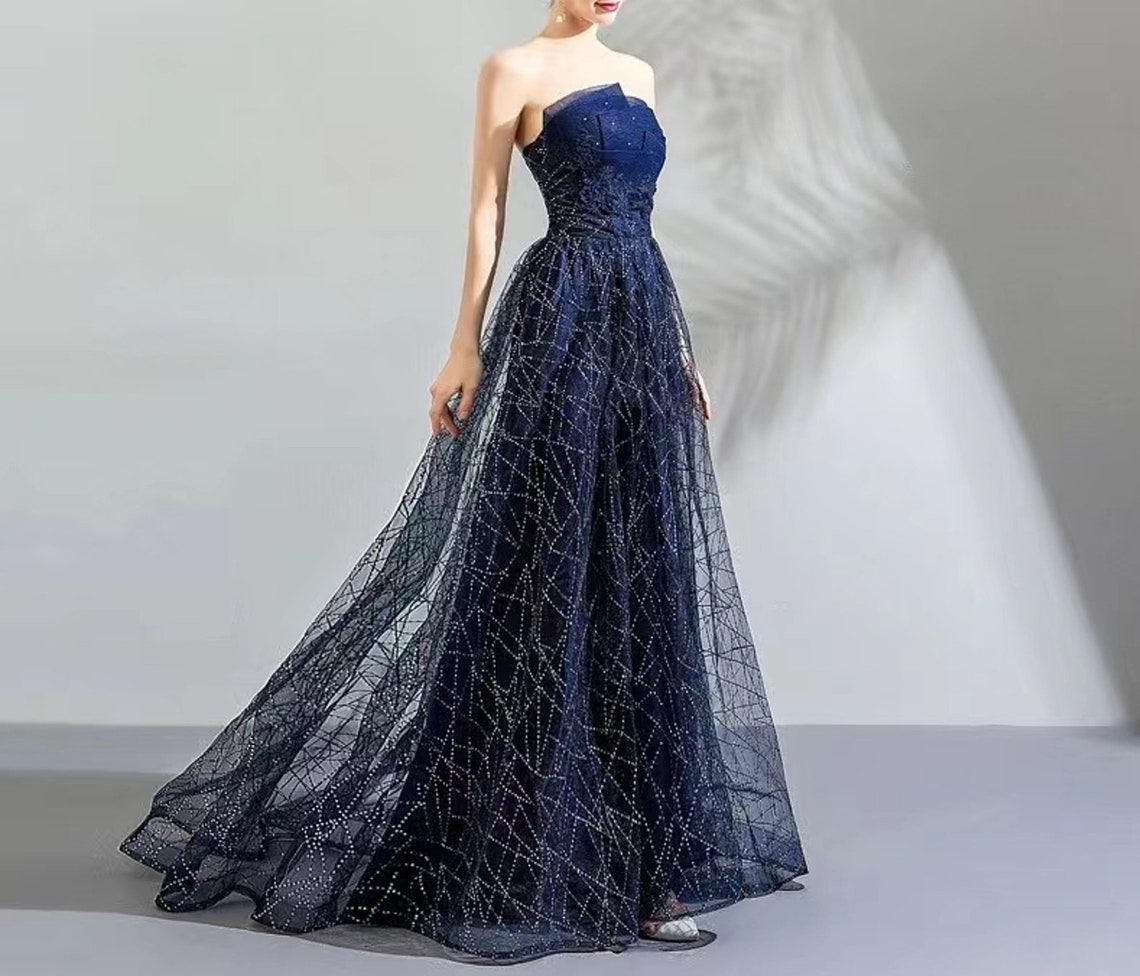Deep Blue Princess Prom Dress, Blue Prom Dress, Bridesmaid Dress ...