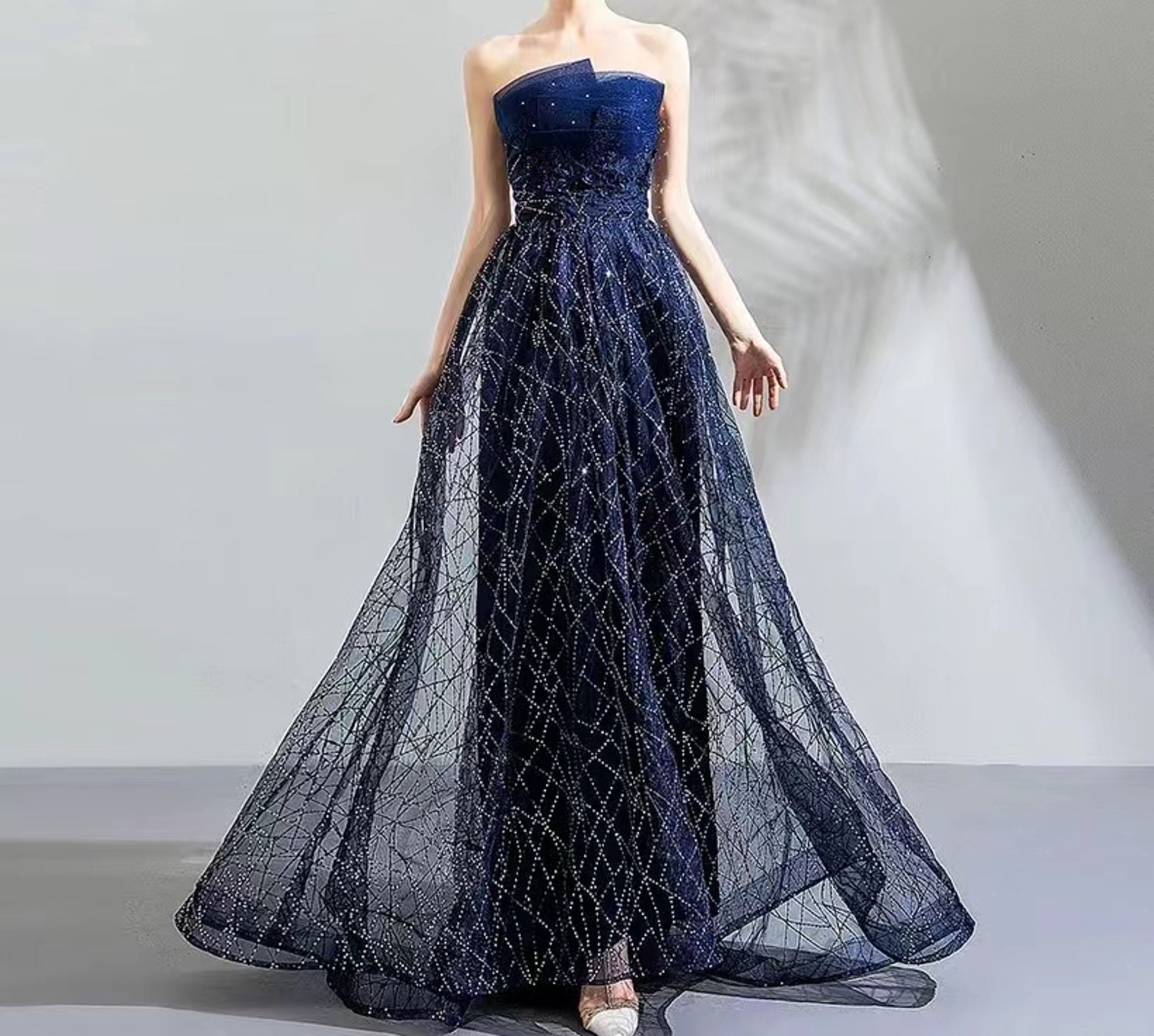 Deep Blue Princess Prom Dress, Blue Prom Dress, Bridesmaid Dress ...