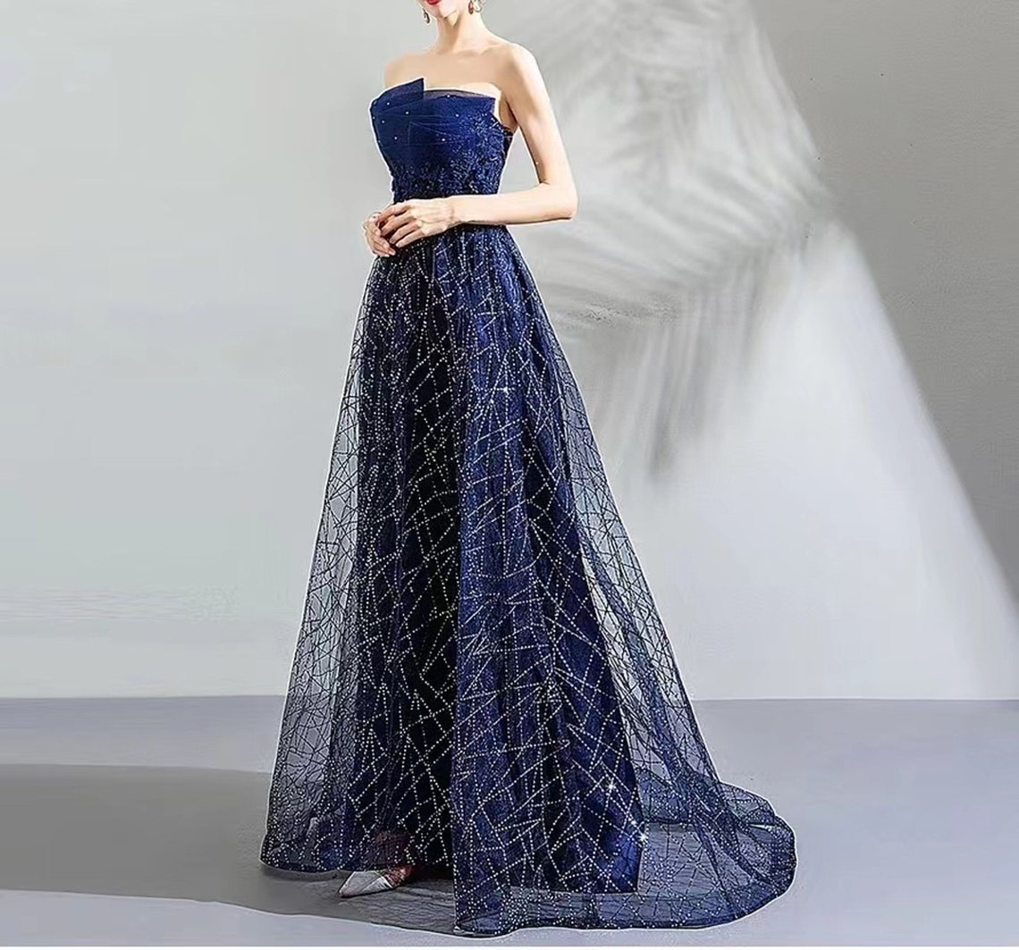 Deep Blue Princess Prom Dress, Blue Prom Dress, Bridesmaid Dress ...