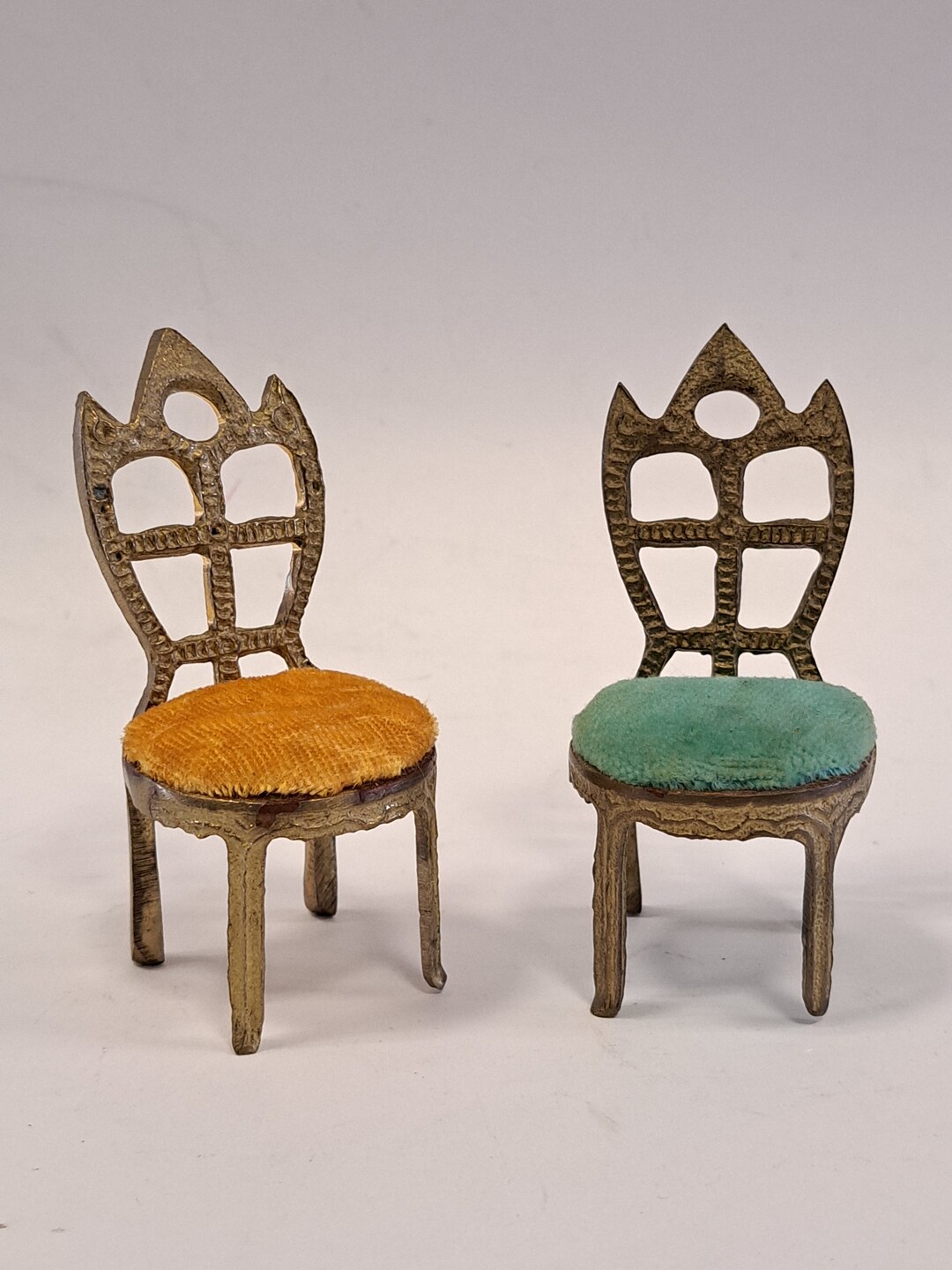 Vintage Pair of Miniature Bronze Chairs, Vintage Toy - Etsy