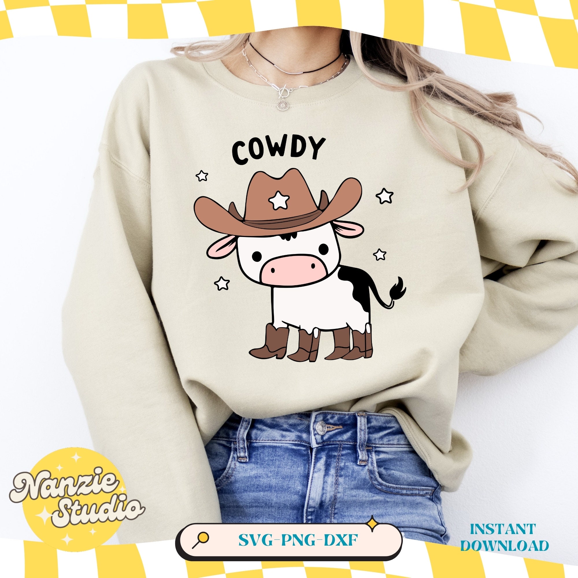 Cowdy Svg Png, Cute Trendy Funny Baby Western Cowboy Boots Cow Shirt ...