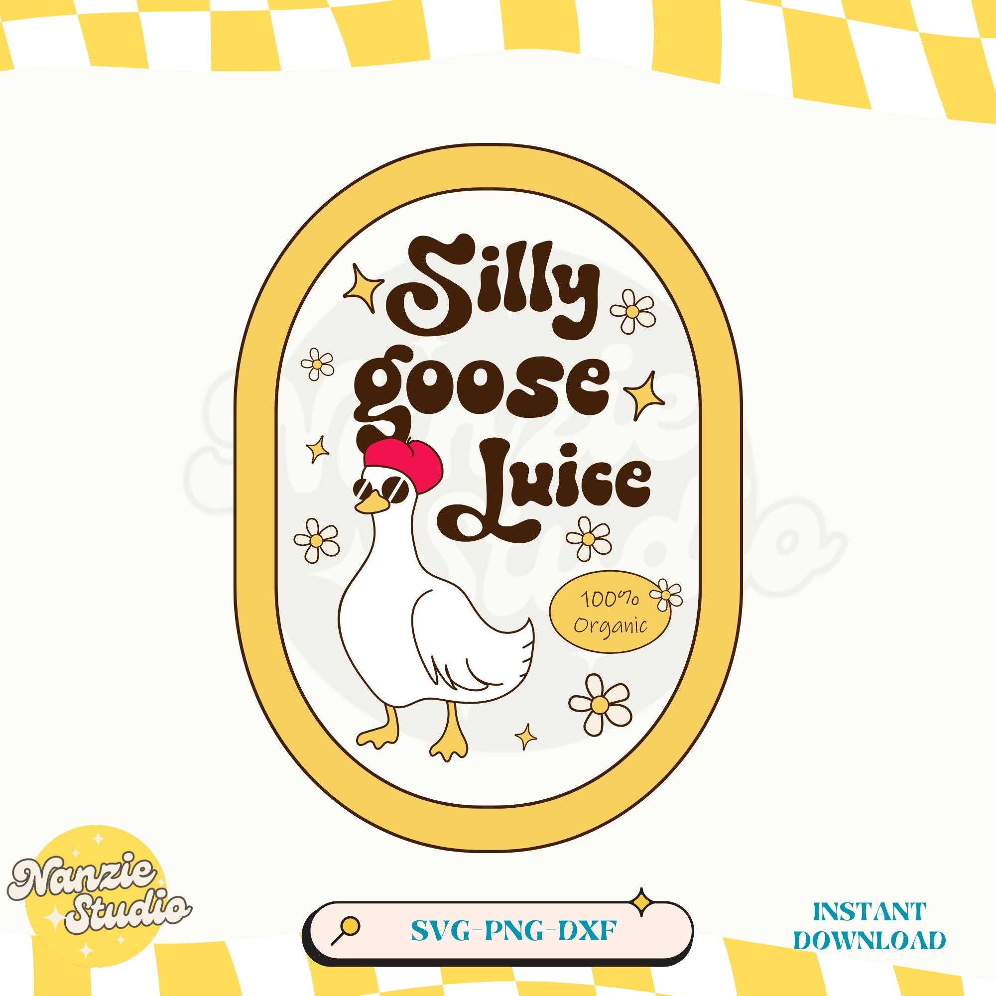 Silly Goose Juice Label Svg Png,cute Retro Trendy Funny Silly Goose ...