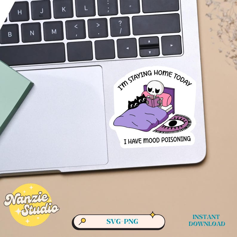 Mood Poisoning Skeleton Reading SVG PNG: Trendy Shirt Sticker Design - Etsy