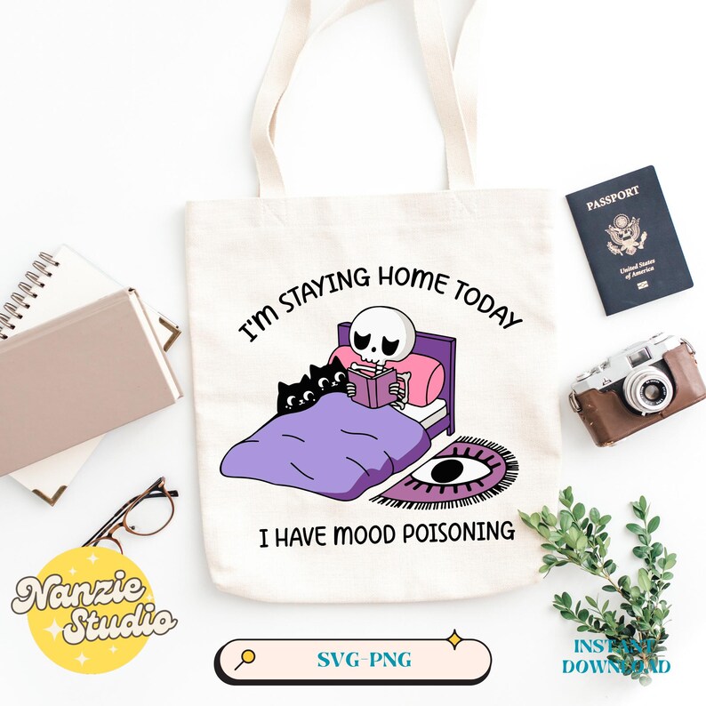 Mood Poisoning Skeleton Reading SVG PNG: Trendy Shirt Sticker Design - Etsy