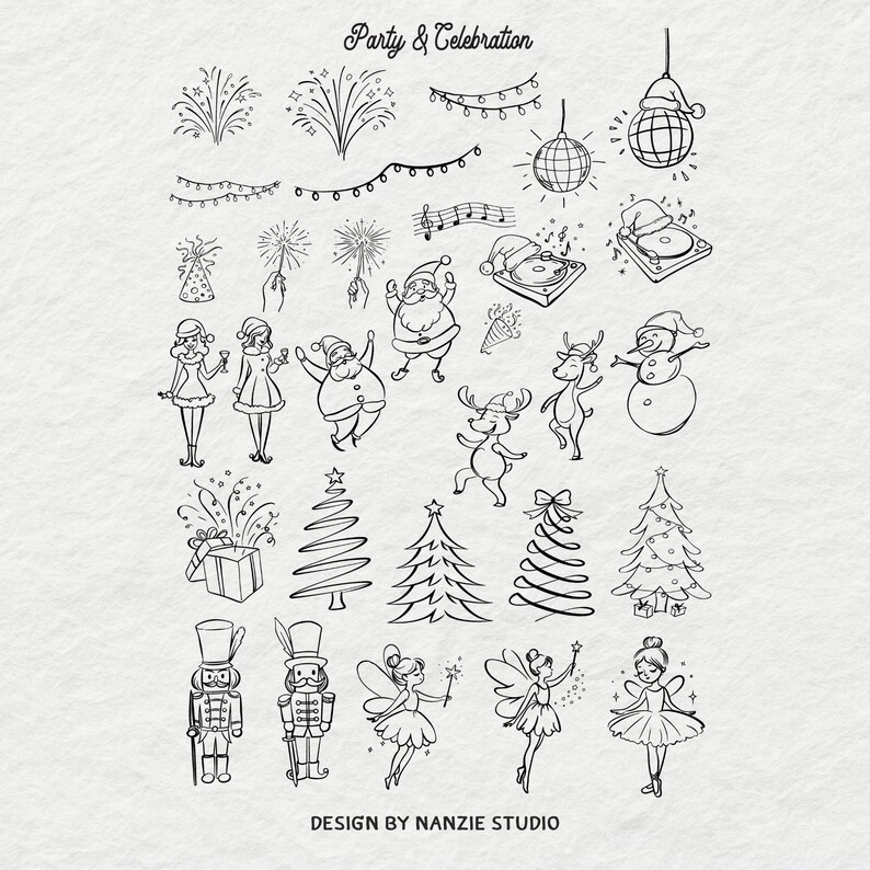 Hand Drawn Christmas Svg Bundle, Whimsical Holiday Png Elements, Xmas ...