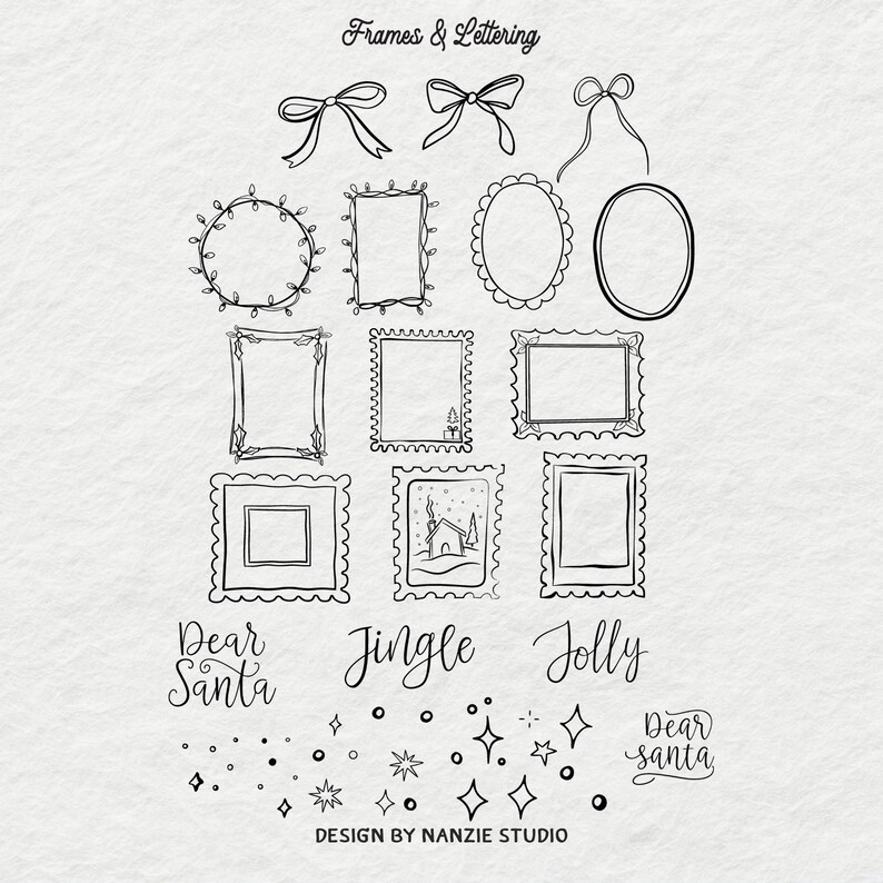 Hand Drawn Christmas Svg Bundle, Whimsical Holiday Png Elements, Xmas ...