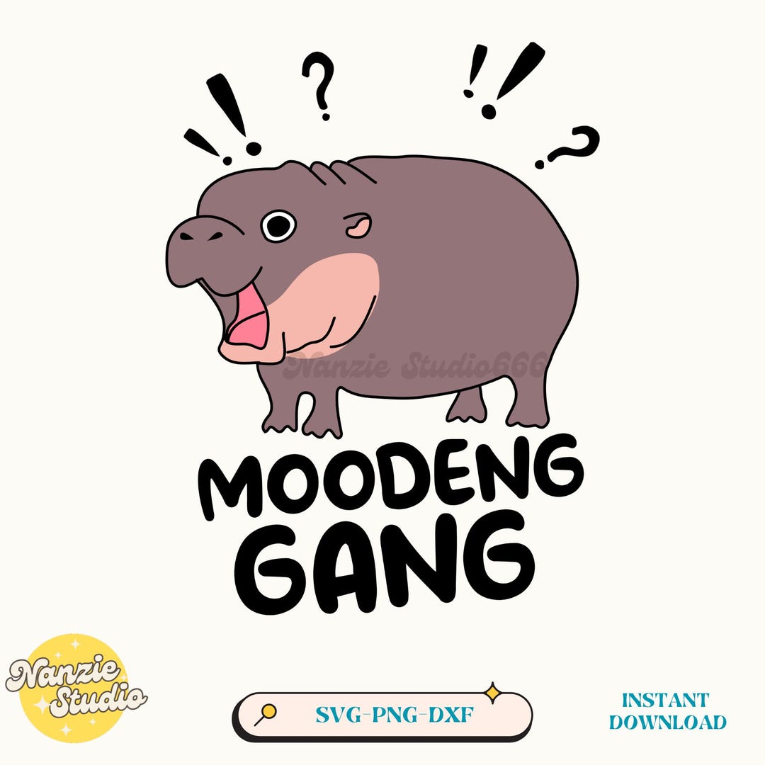 Moodeng Baby Pygmy Hippo Svg Png, Trending Funny Cute Baby Hippo ...